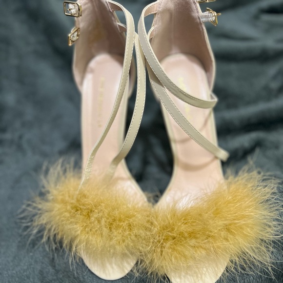 Shoes | Tan Furry Heel | Poshmark